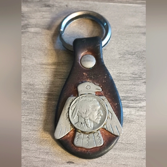 Accessories | Vtg 1937 Buffalo Nickel Keychain Genuine Leather Native ...